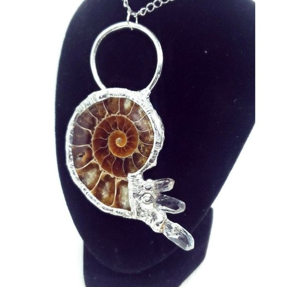 Hand Crafted | Jewelry | Ammonite And Quartz Crystal Necklace Handmade ...